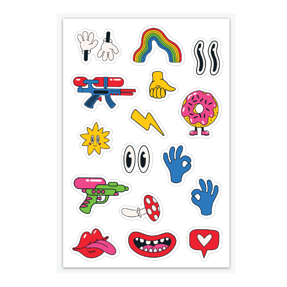 4x6 Cartoon Vinyl Sticker Sheet – Screenplay